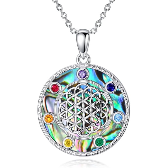 7 Chakra Necklace 925 Sterling Silver Flower of Life Chakra Necklaces ...