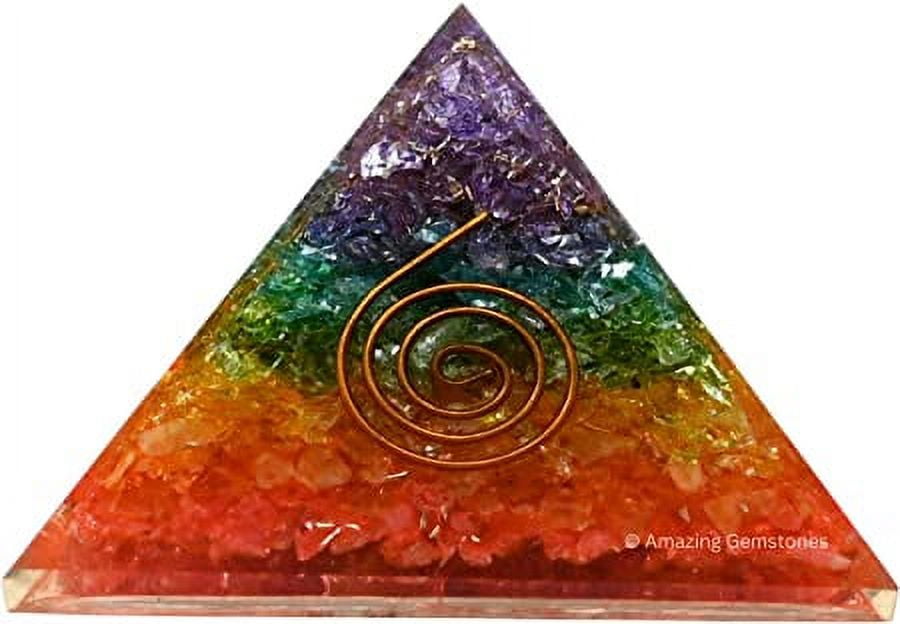 7 Chakra Onyx Crystal Orgone Pyramid, Organite Pyramid Healing Copper ...