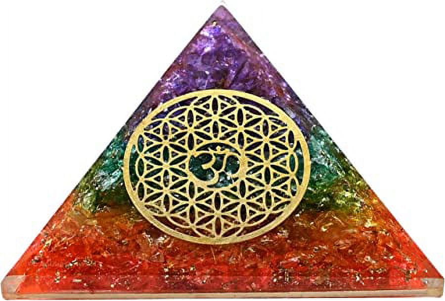 7 Chakra Onyx Crystal Orgone Pyramid, Organite Pyramid Om Flower of ...