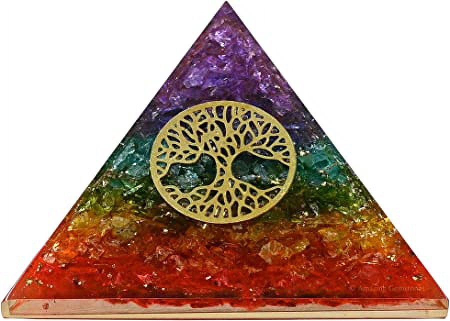 7 Chakra Onyx Crystal Orgone Pyramid, Organite Pyramid Tree of Life ...