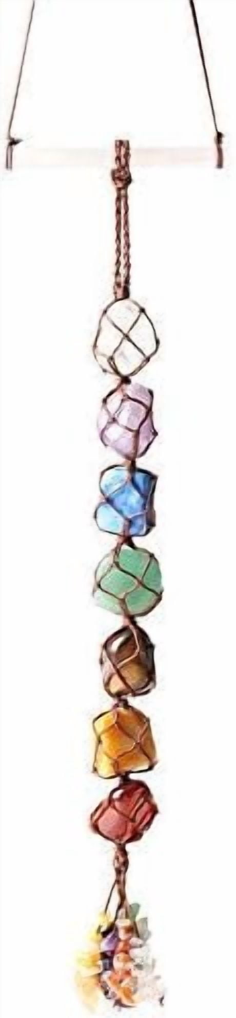 7 Chakra Stones Healing Crystals Hanging Ornament Chakra Tassel ...