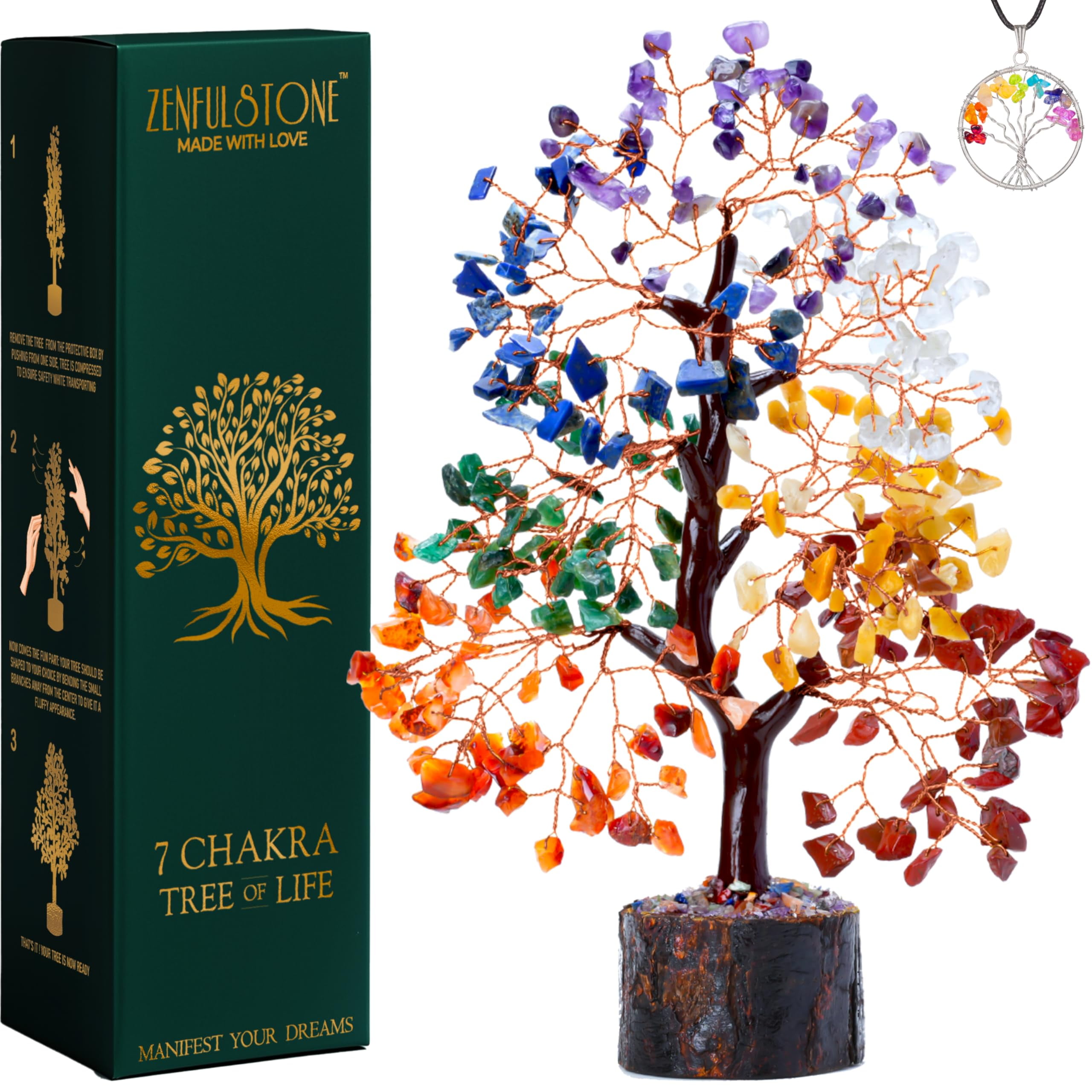 7 Chakra Tree of Life Crystal Tree for Office, and Desk Decor ...