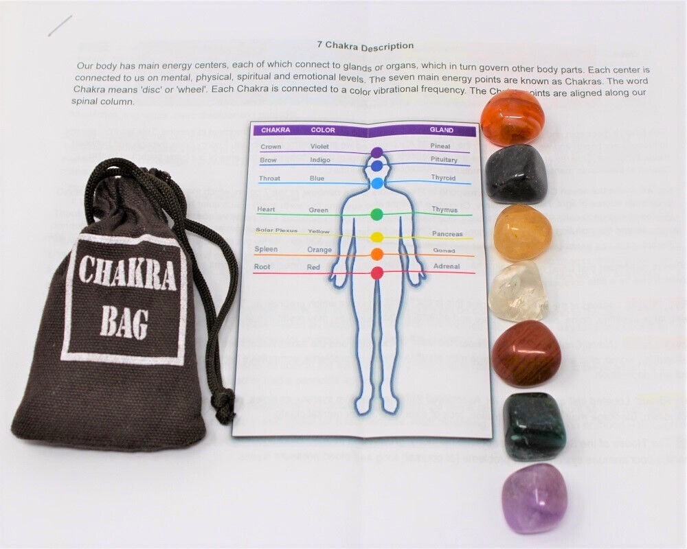 7 Chakra Tumbled Stones, Instructions & Carry Pouch (Crystal Healing ...