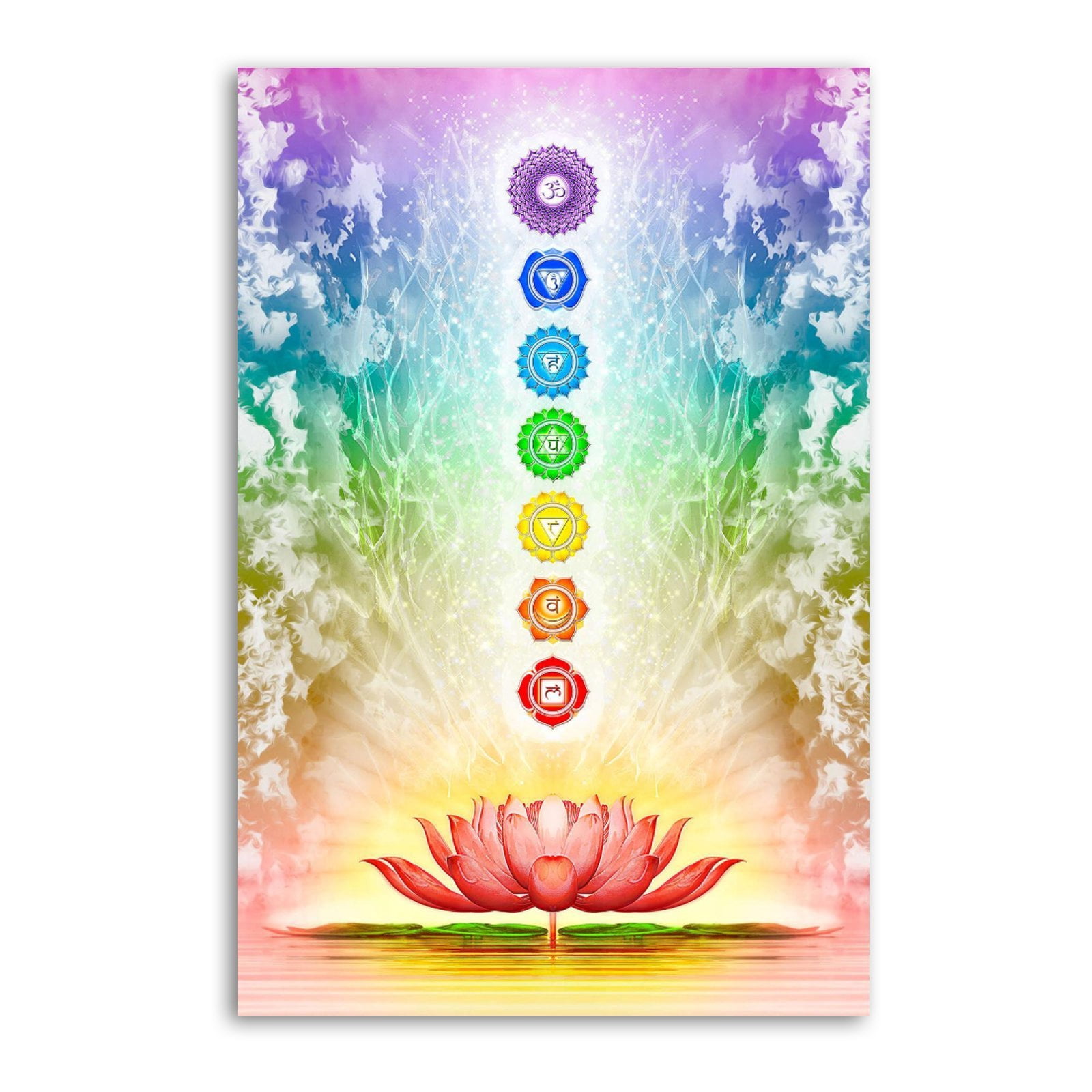 7 Chakras - Meditacion, Arte De Yoga Sacred Lotus Canvas Wall Art ...