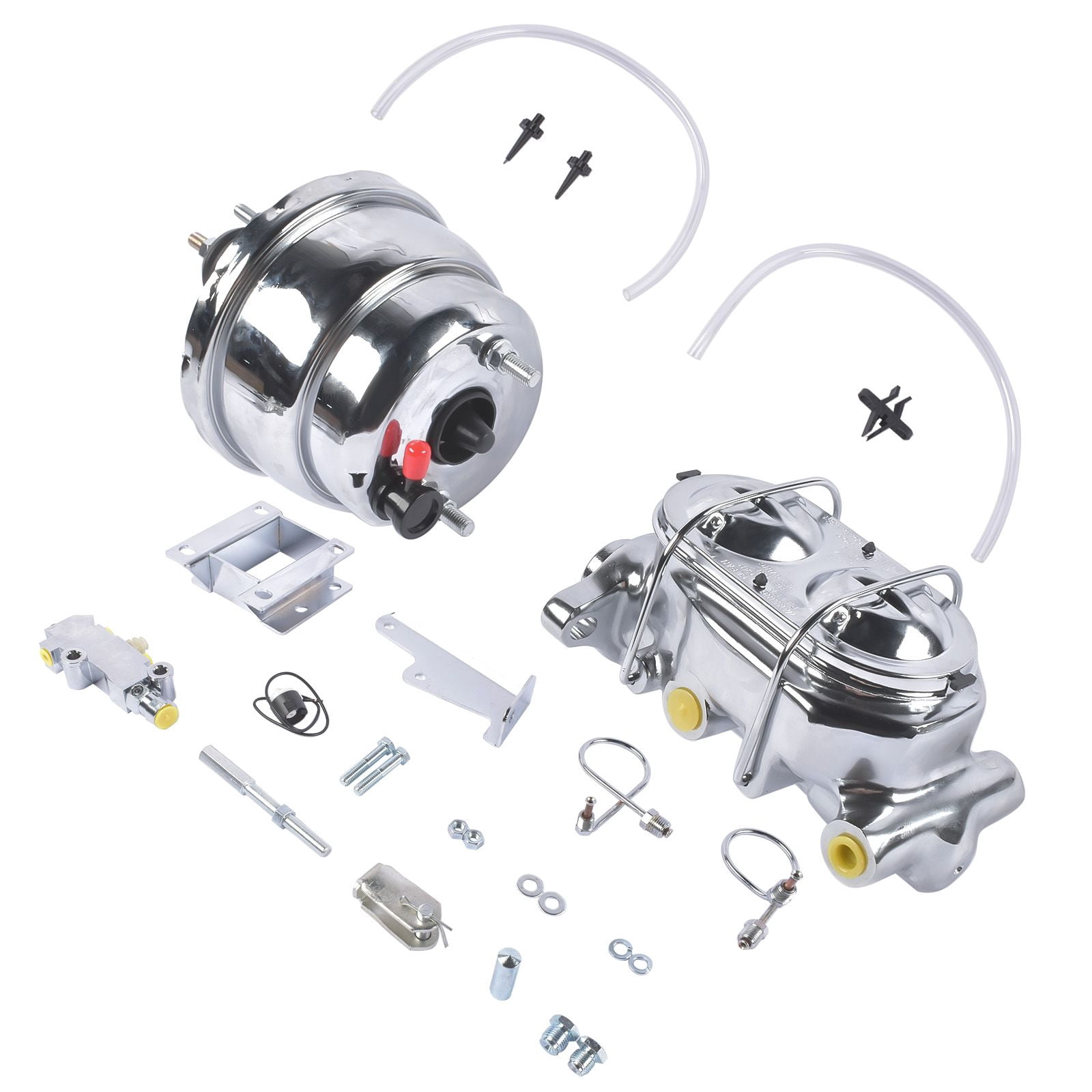 7" Chrome Power Brake Booster Master Cylinder Kit w/Bracket ...