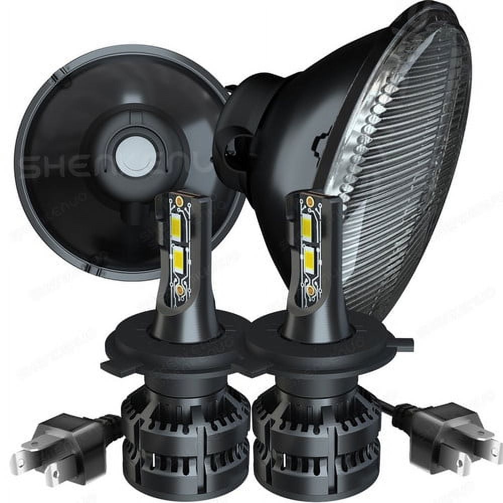 7" Chrome Projector Headlight Lamp H4 Conversion Pair Set For H6014 ...