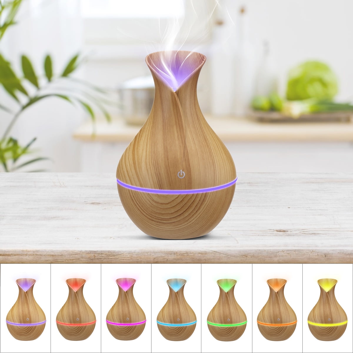130ML Wood Grain Aromatherapy Humidifier, Aroma Essential Oil Diffuser ...