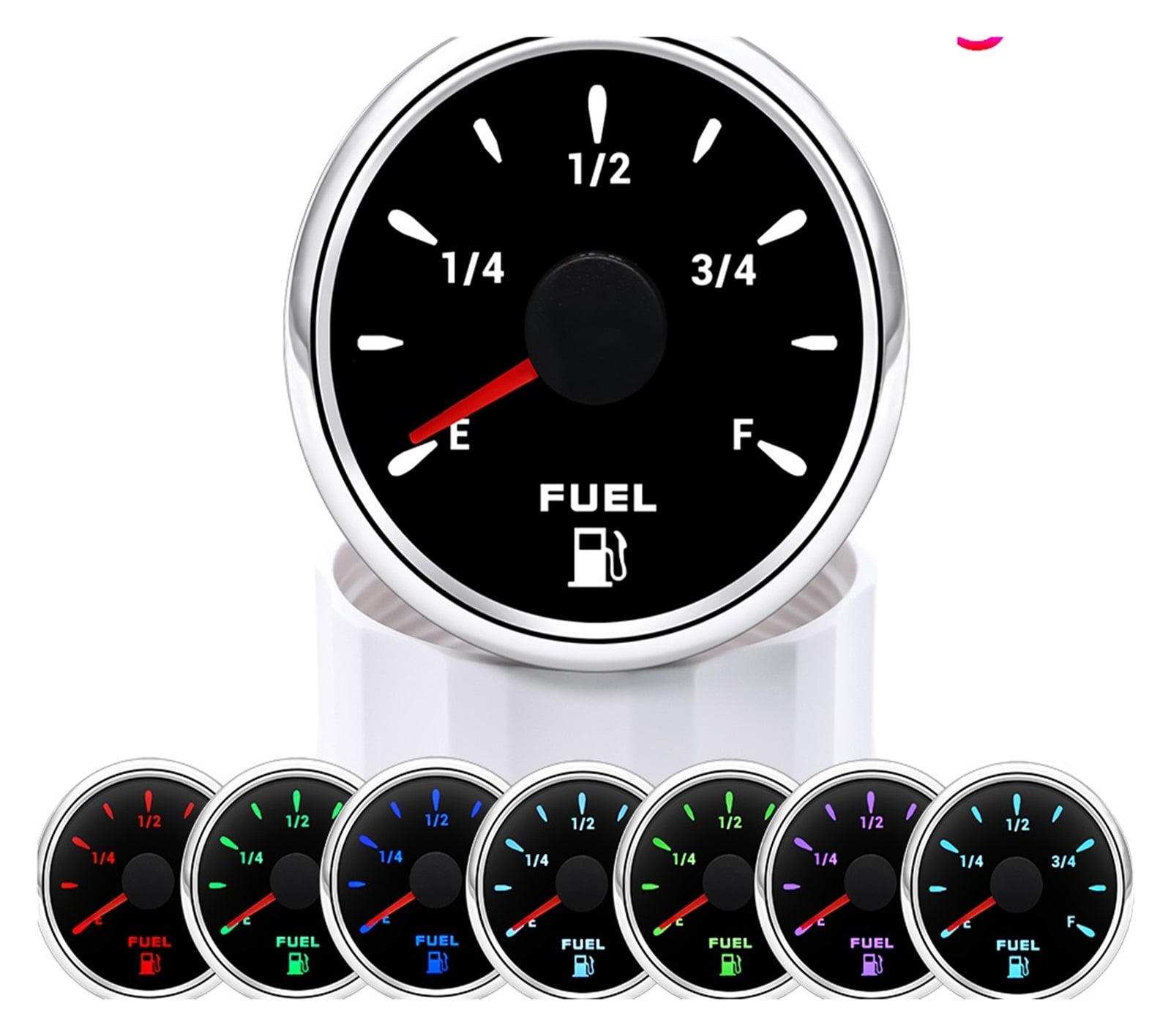 7 Color Backlight 52MM Fuel Level Gauge 0-190 Ohm Water Tank Gauge ...