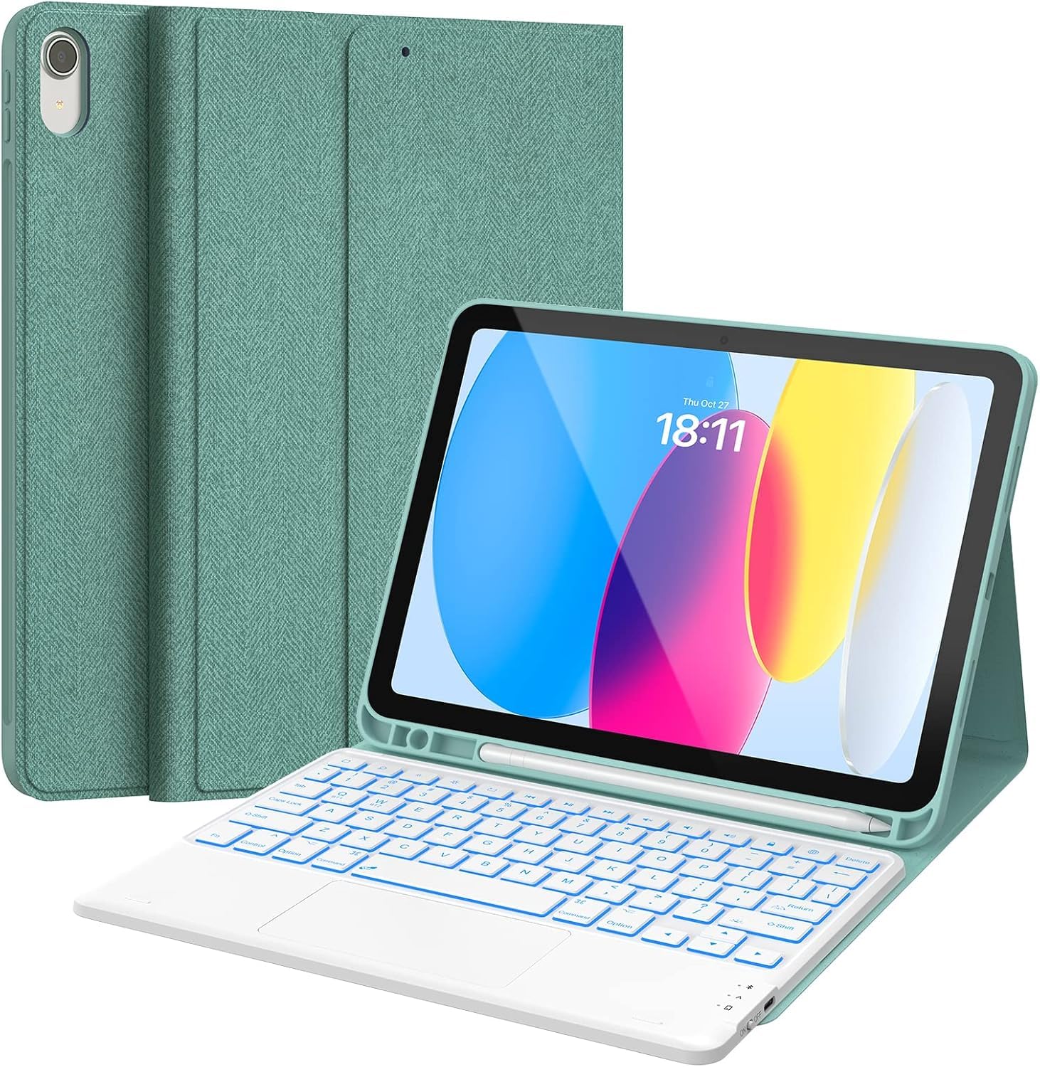 7 Color Backlight, Multi-Touch Trackpad, Flip Stand Case with Pencil ...