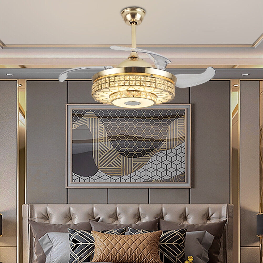 7-Color Ceiling Fans with Lights Fandelier Flush Mount Ceiling Fan ...