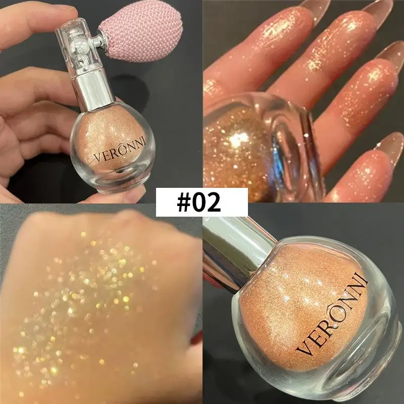 7-Color Diamond Highlighter Powder Spray Waterproof High Gloss Glitter ...