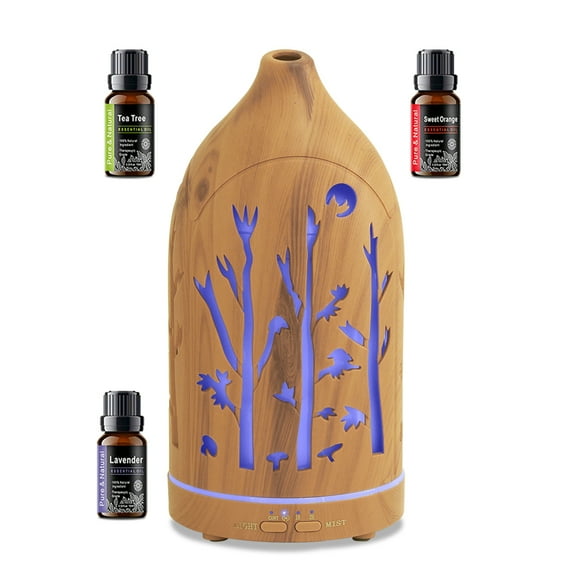 7 Color LED Essential Oil Diffuser with Auto Shut Off - Ultra Quiet ...
