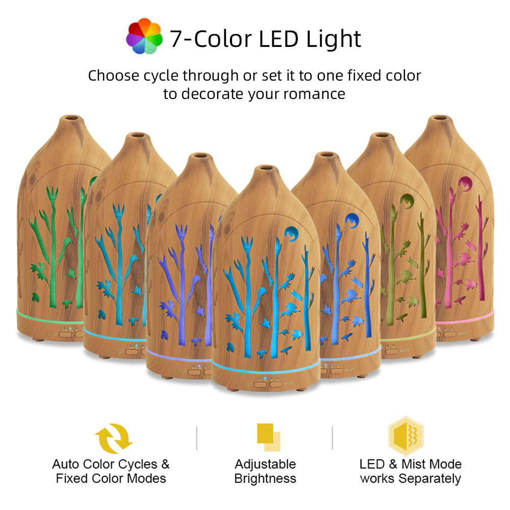 7 Color LED Essential Oil Diffuser with Auto Shut Off Ultra Quiet ...