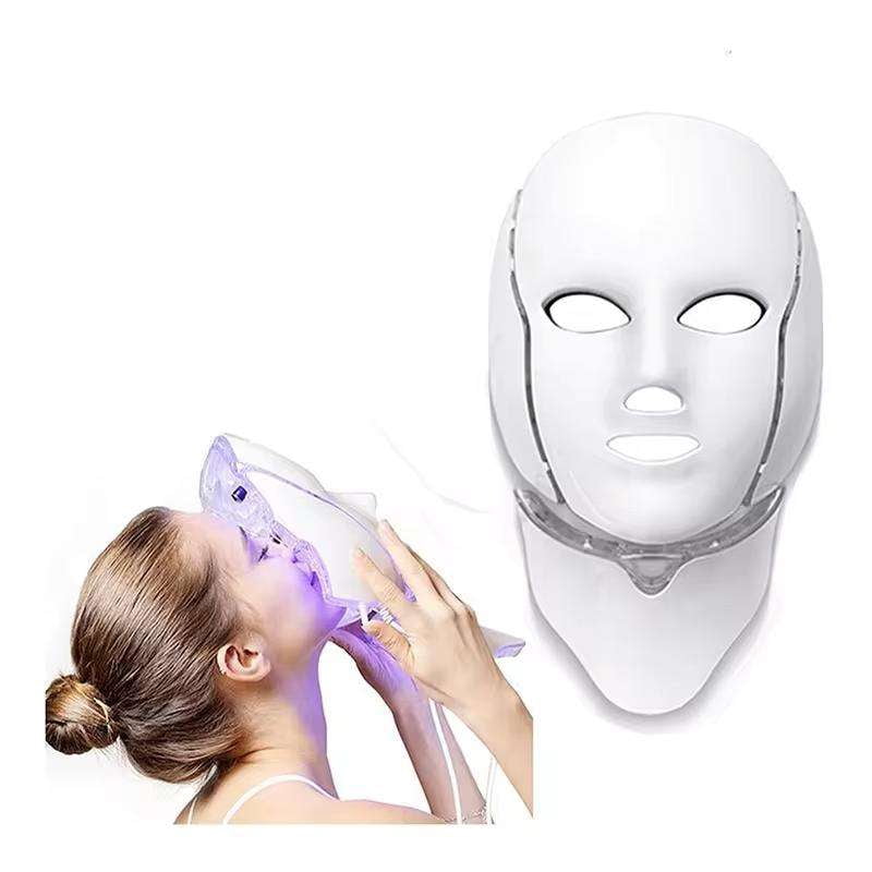 7 Color LED Face and Neck Light Mask, USB Powered Face Neck Light ...