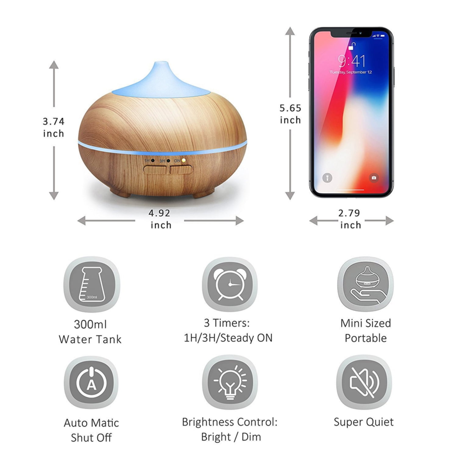 7-Color LED Humidifier & Aromatherapy Diffuser 3 Timer Modes Ultra ...