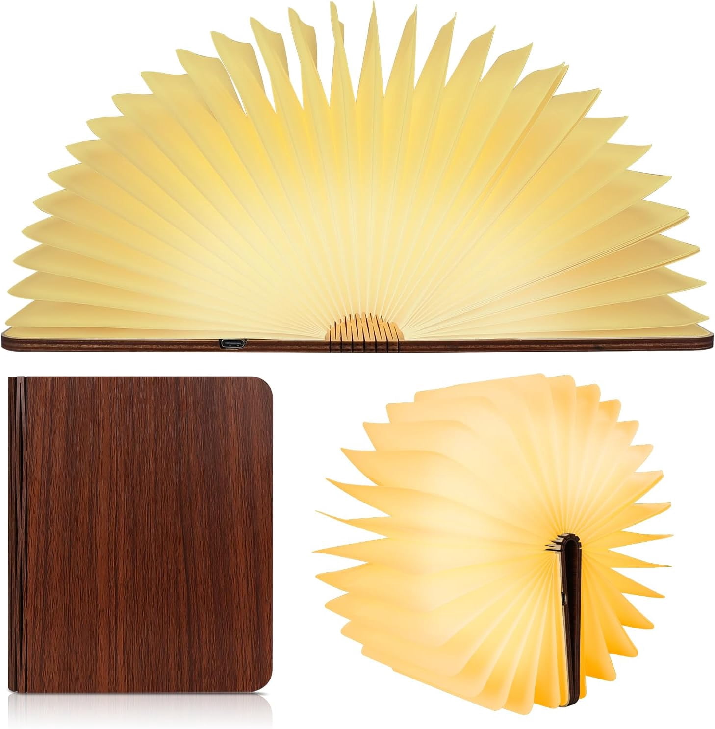 7 Color LightsBook Light, Wooden Design, Reading Lamp with Book Cover ...