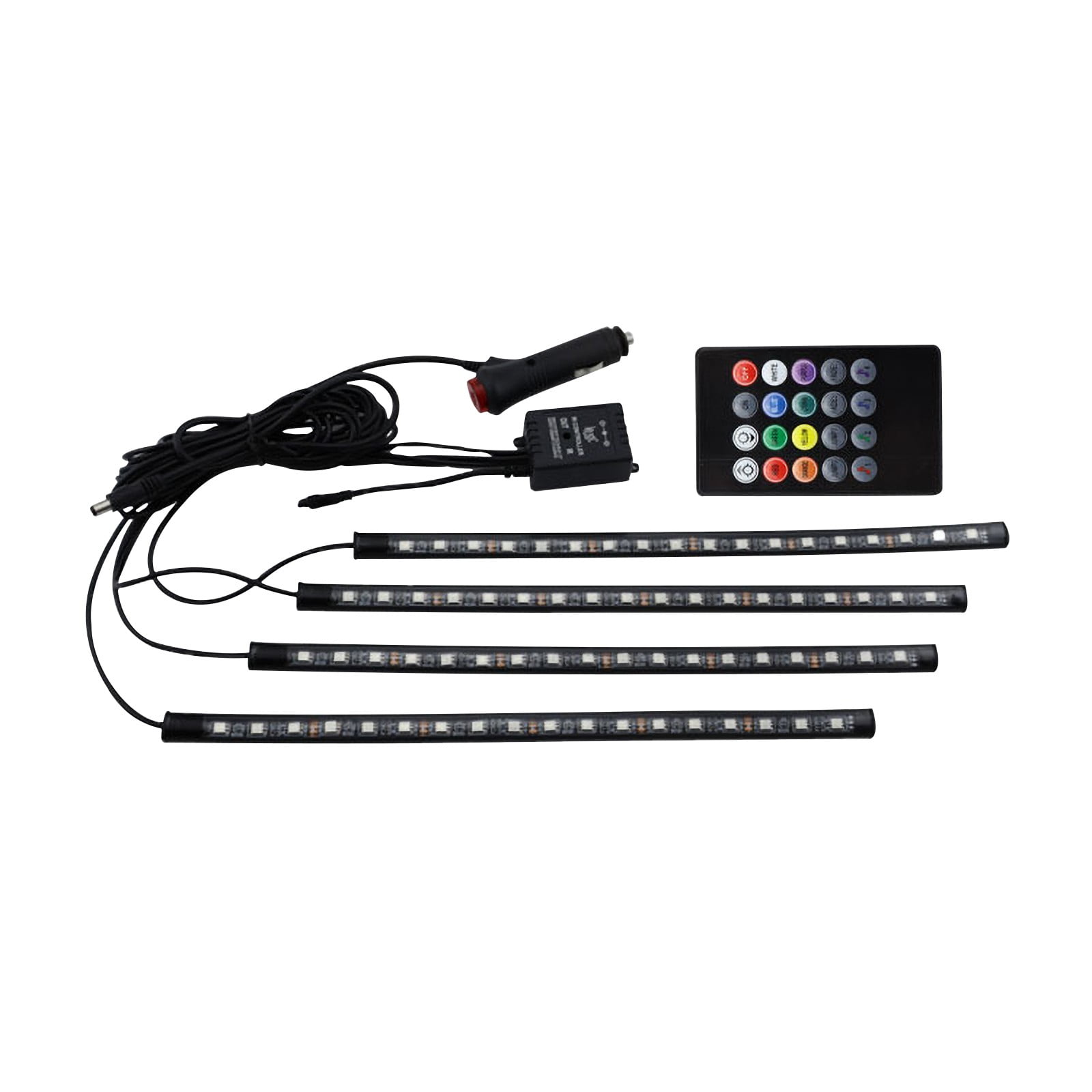 7-Color RGB LED Neon Strip Light Music Remote Control for Car Interior ...