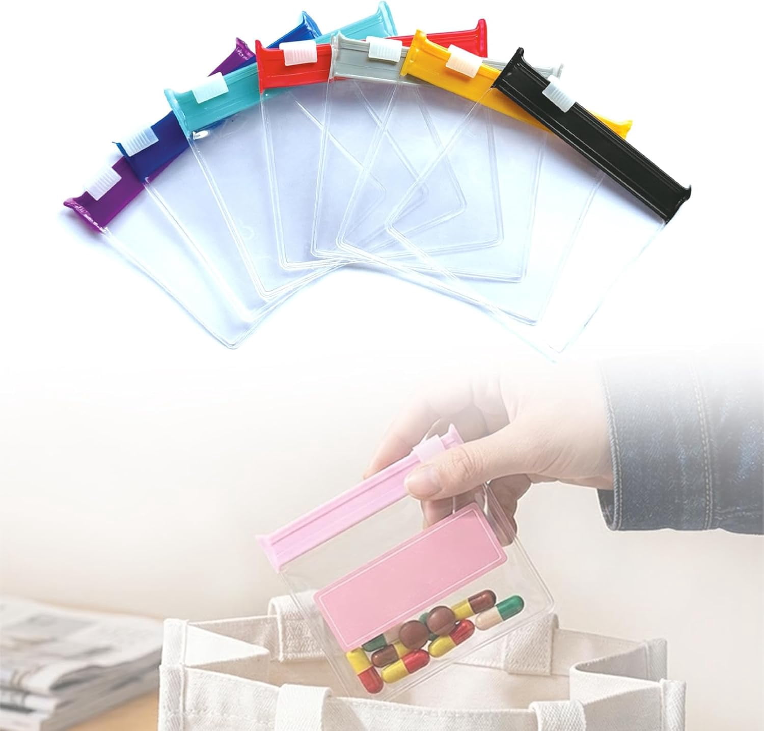 7 Color Reusable Pill Pouches for Travel, Clear EVA Zippered Medicine ...
