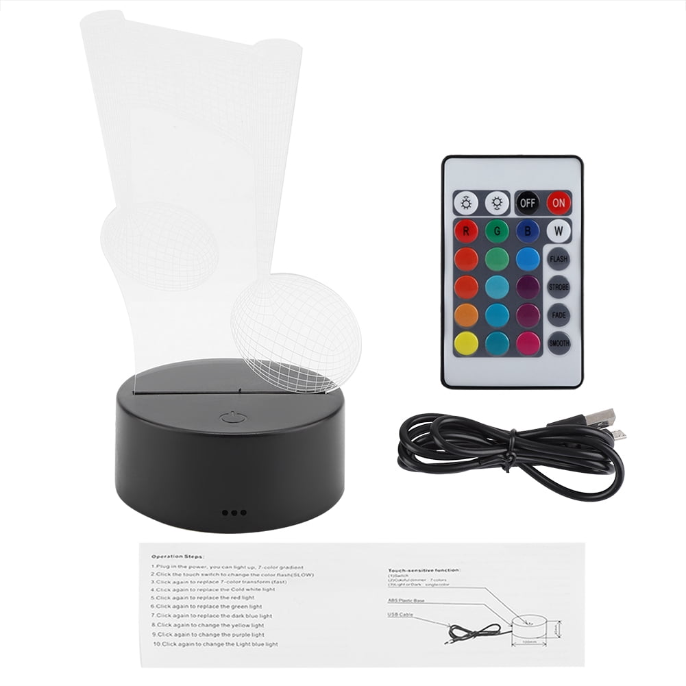 7-Color USB-Powered Touch Switch Night Light with 3D Acrylic Panel and ...