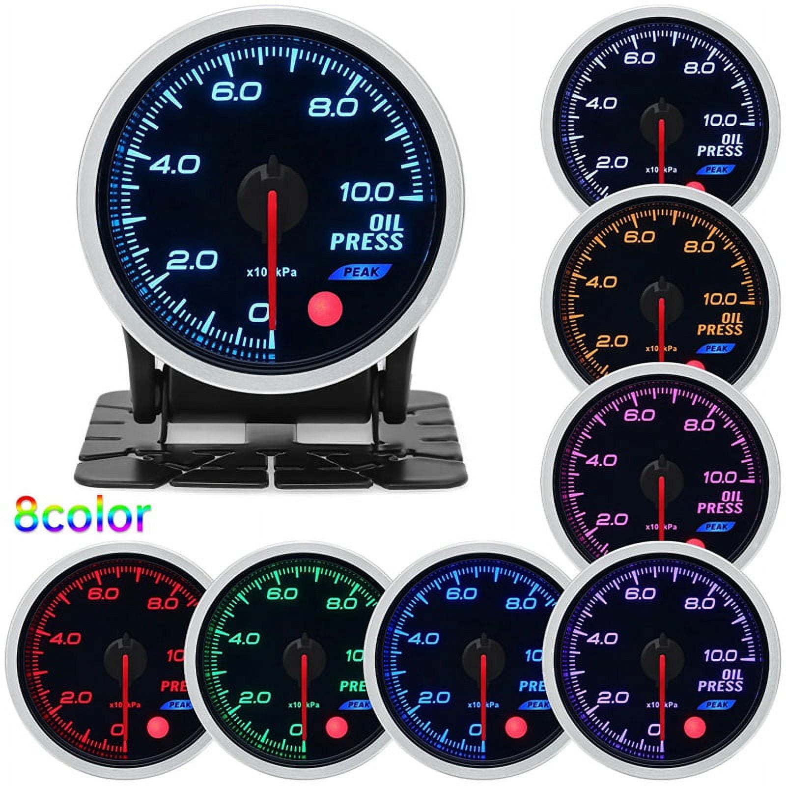 7 Colors Backight 52mm Boost Gauge BAR Turbo Pressure Gauge Manometre ...