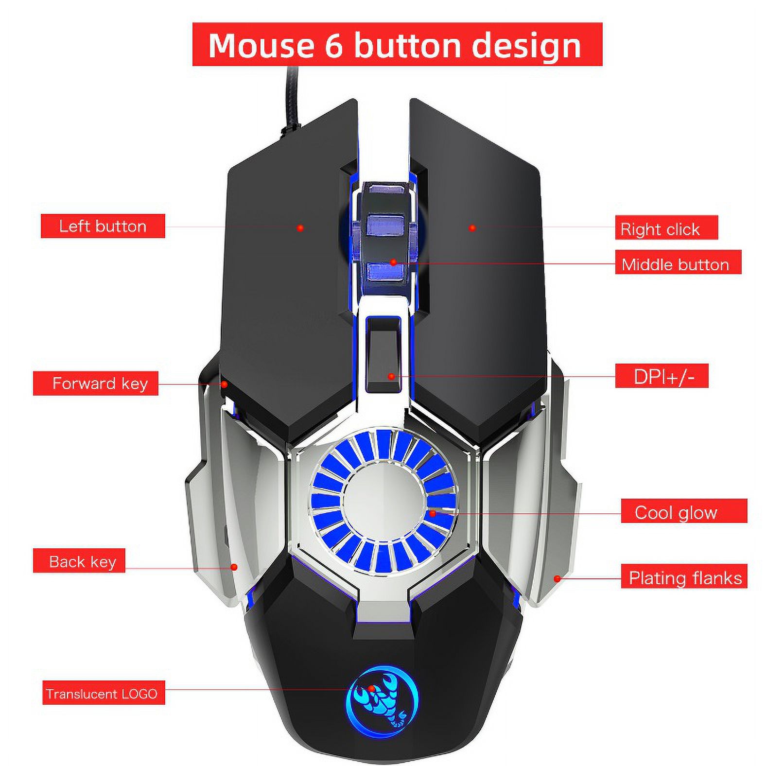 7 Colors Change Wired Gaming Mouse 6 Modes Adjustable Ergonomic ...