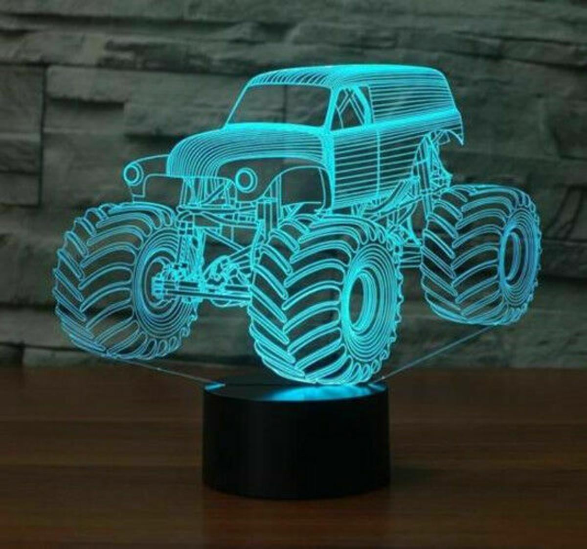 7 Colors Changing Grave Digger Monster Truck 3D Illusion Desk Lamp ...