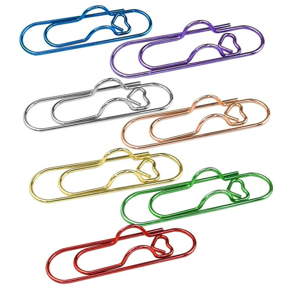 7 Colors Heart Paper Clips,Colorful Metal Pen Clips,Metal Pen Holder ...