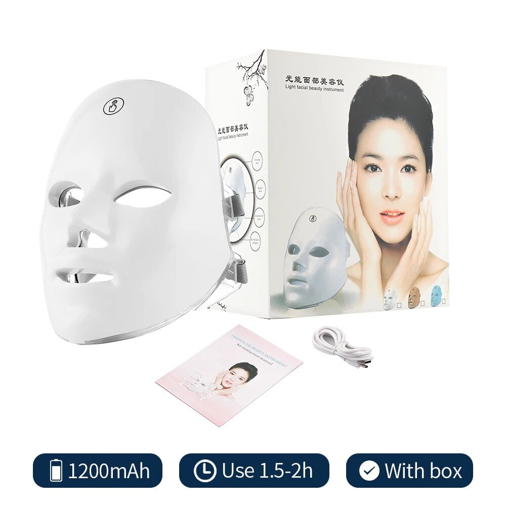 7 Colors LED Facial Mask Red Light Photon Therapy Anti Wrinkle Firming ...