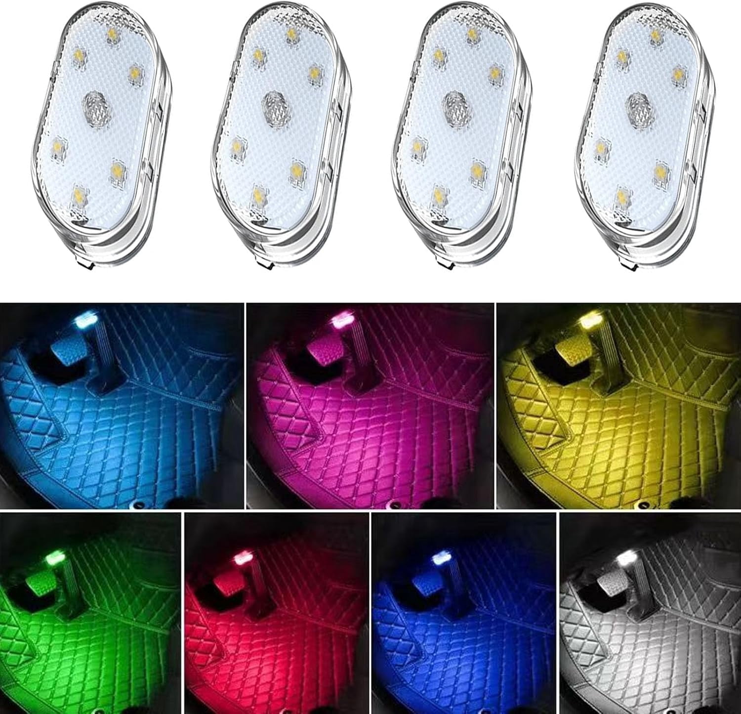 7 Colors Magnetic Car Interior Ambient Lights Kit Wireless,USB ...