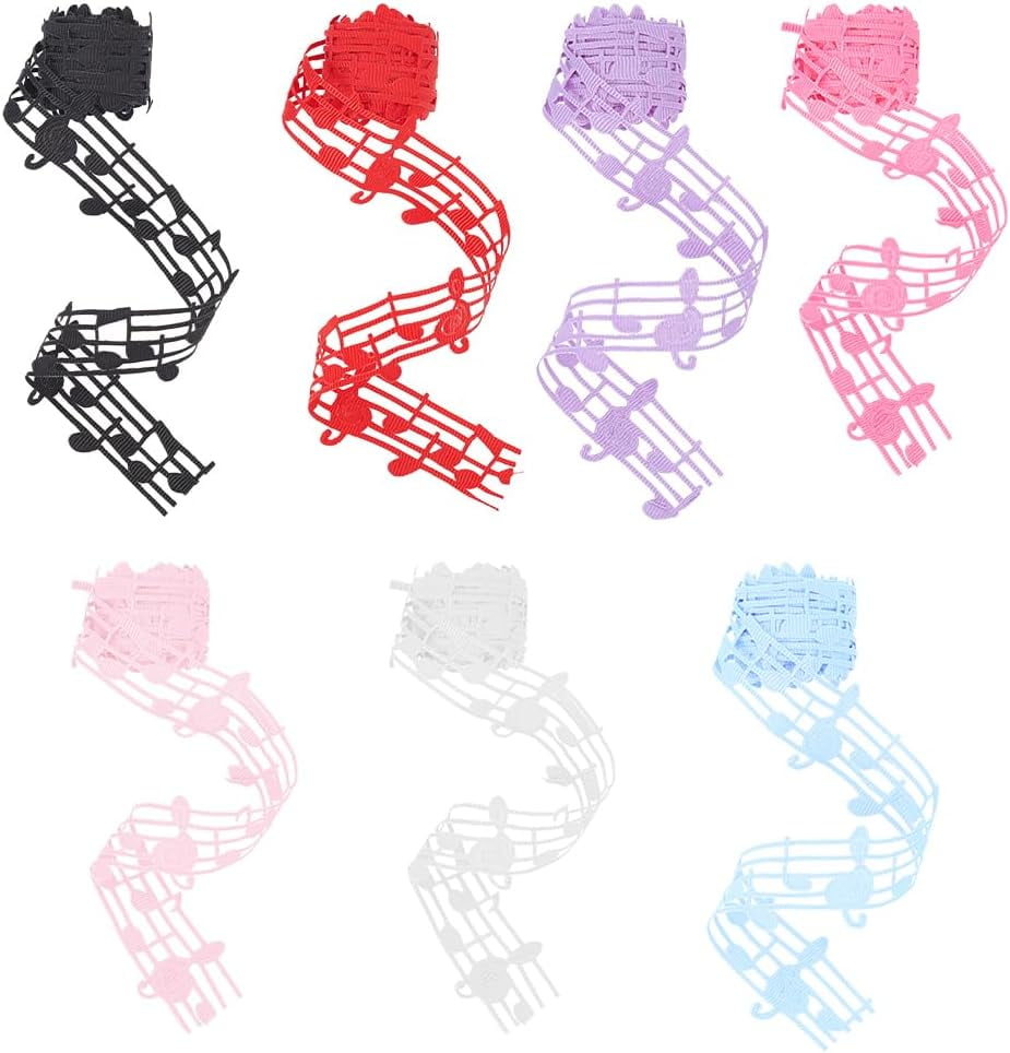 7 Colors Music Notes Ribbon 14 Yards 1-1/8 Inch(30mm) Musical Grosgrain ...