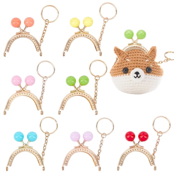 7 Colors Purse Frame Bag Kiss Clasp Lock Key Ring 2" Metal Arch Frame ...