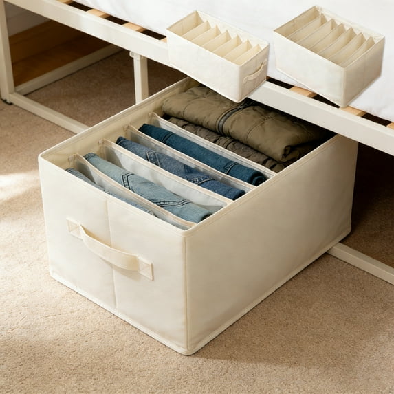 7-Compartment Jeans Drawer Organizer Box Washable Clothing Storage Bin ...