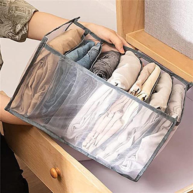 7-Compartment Mesh Wardrobe Organizer Drawer Divider - Collapsible ...