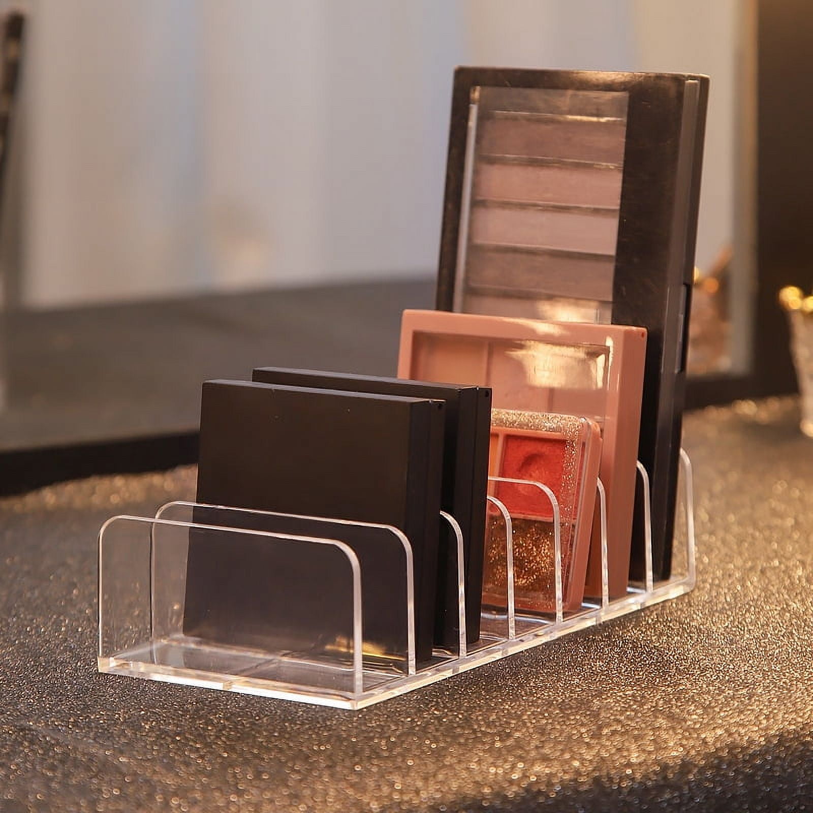 7-Compartment Transparent Makeup Organizer for Eyeshadow Palette and ...