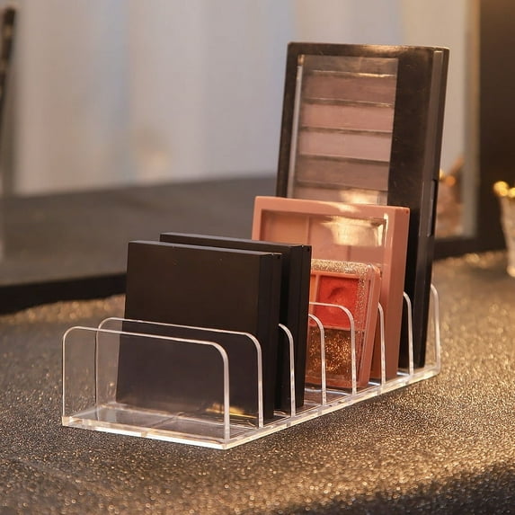 7-Compartment Transparent Makeup Organizer for Eyeshadow Palette and ...