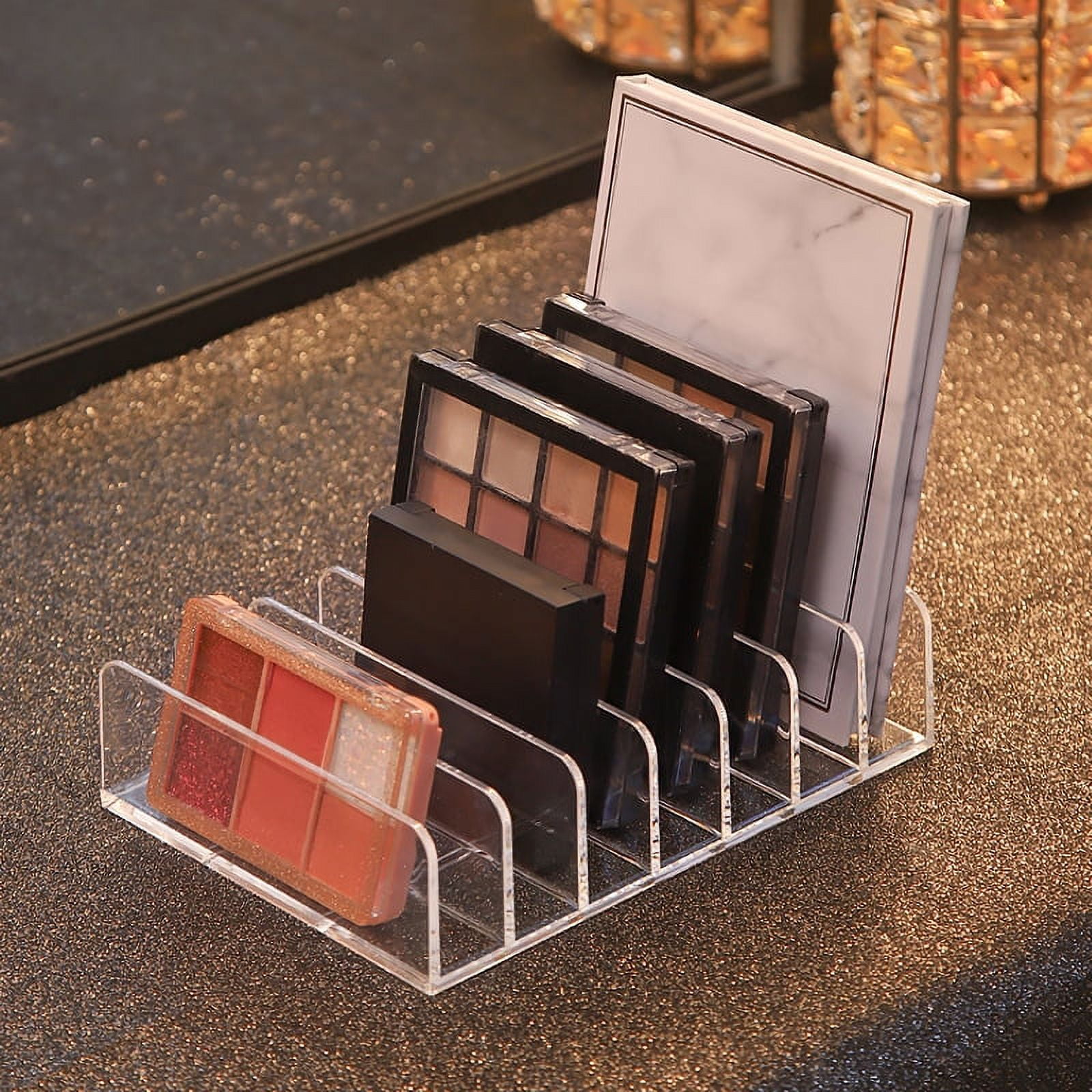 7-Compartment Transparent Makeup Organizer for Eyeshadow Palette and ...