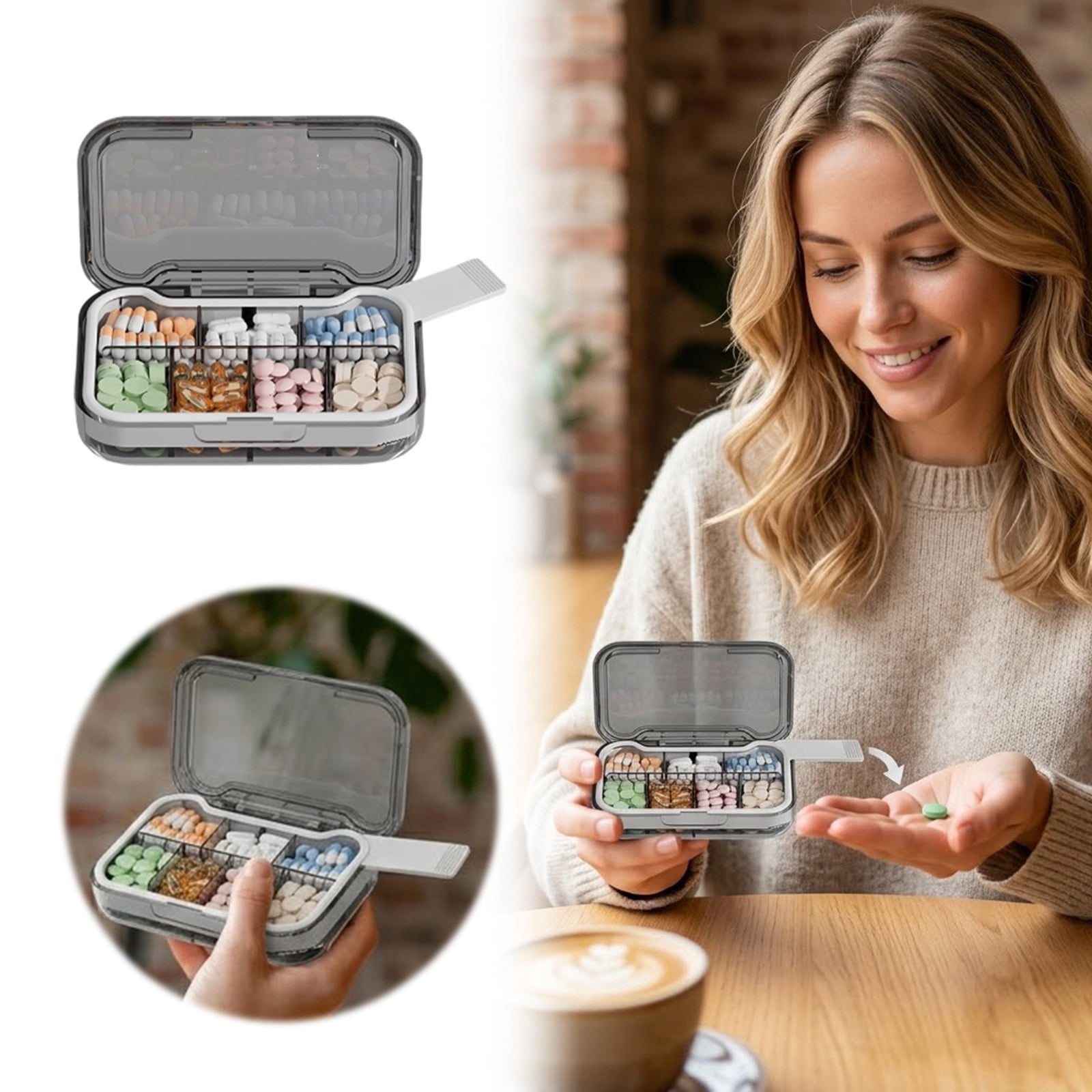 7 Compartment Vitamin Organizer With Lid Waterproof Fish Oil Box ...
