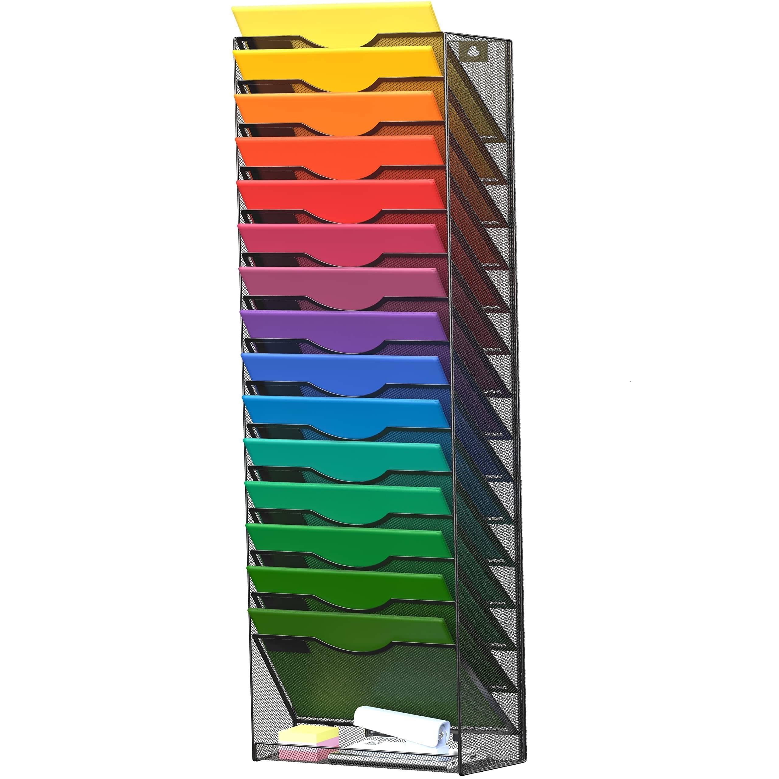 7-Compartment Wall Mounted Hanging File Organizer Cubicle Wall File ...