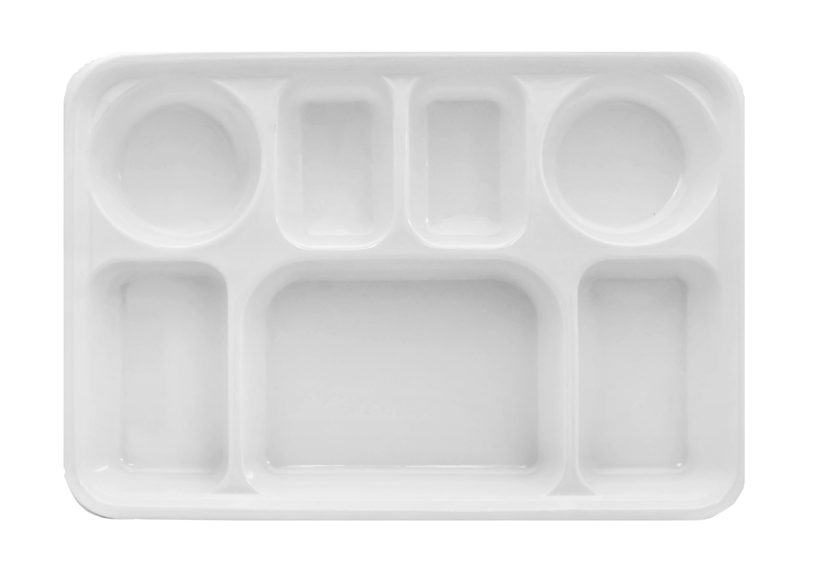 7 Compartment White Disposable Party Thali Plates by Poojabazar (100 ...