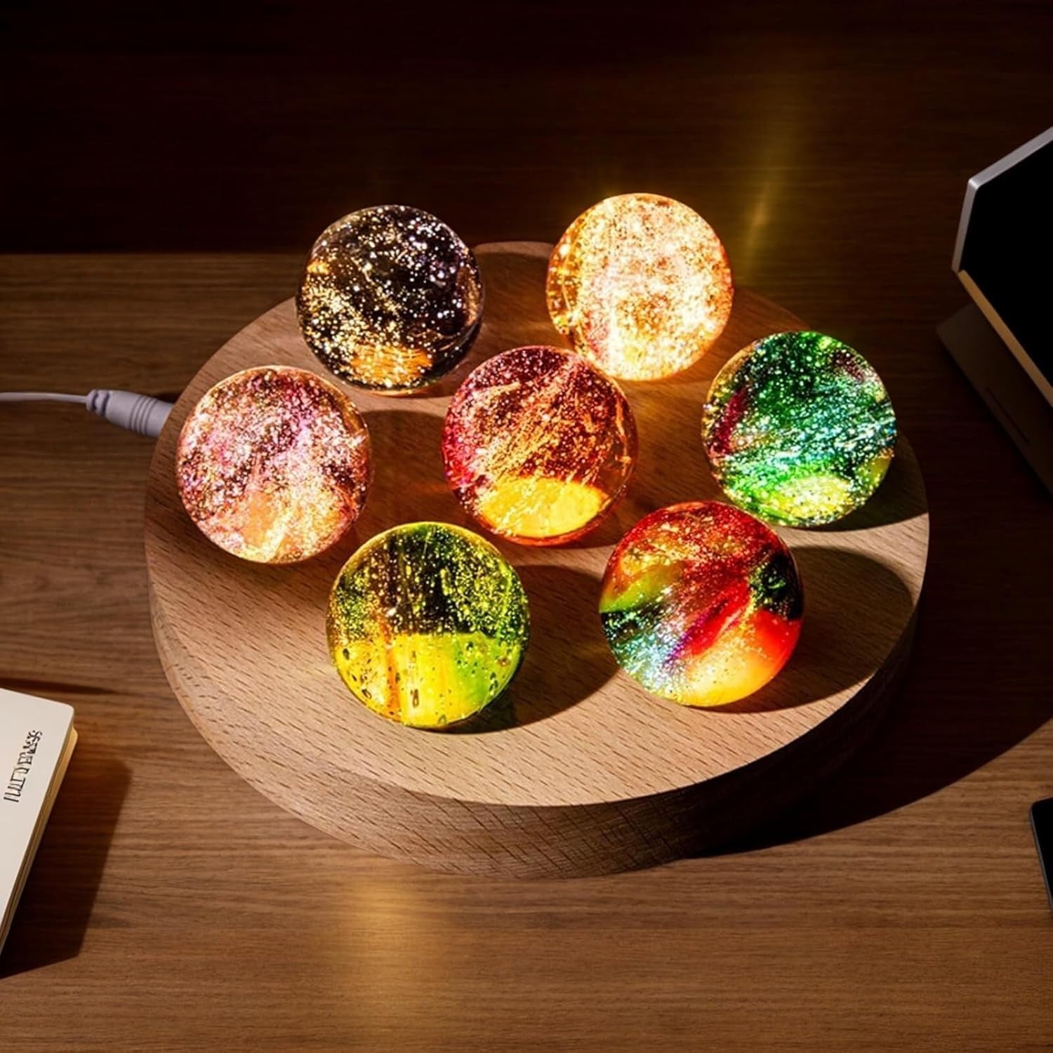 7 Core Memories Lamp - Healing Crystals & Chakra Stones Gift Set, Crystal Ball Night Light ...