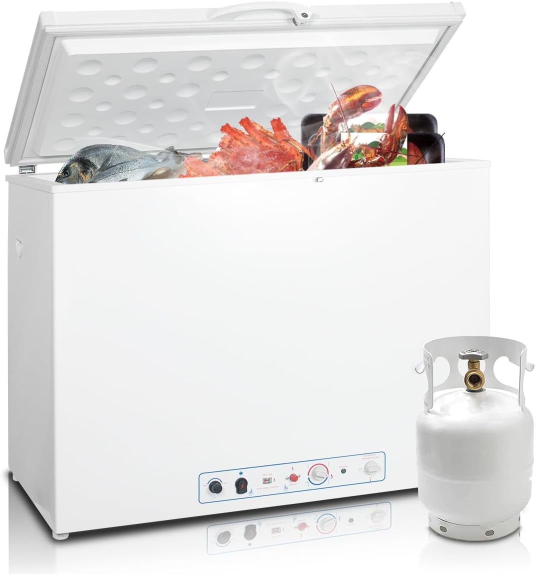 7 Cu ft Propane Chest Freezer LPG/110V 2 Way Freezer with Lock and Top ...