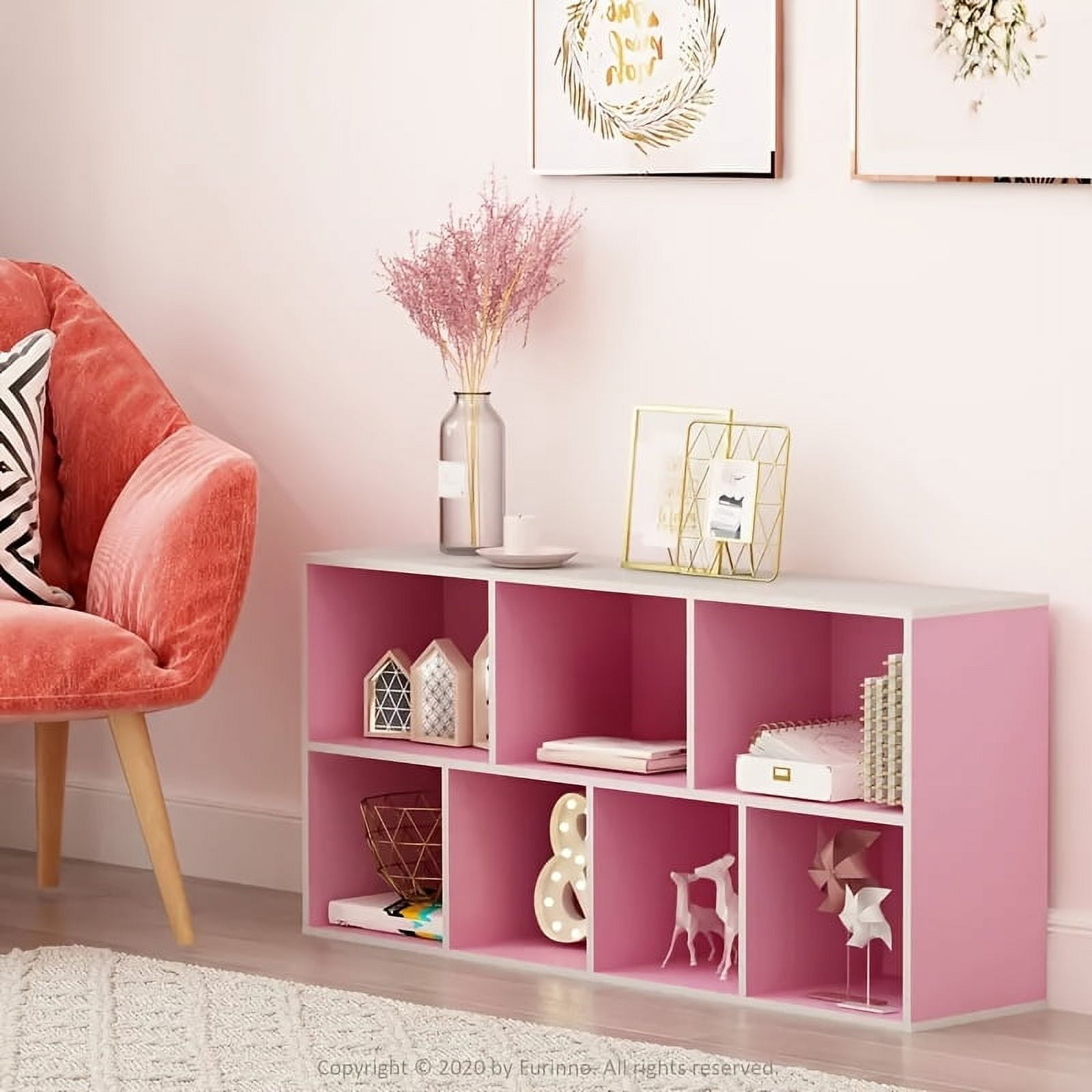 7-Cube Bookcase, Bookshelf, Storage Organizer, Multi-Purpose Shelving ...