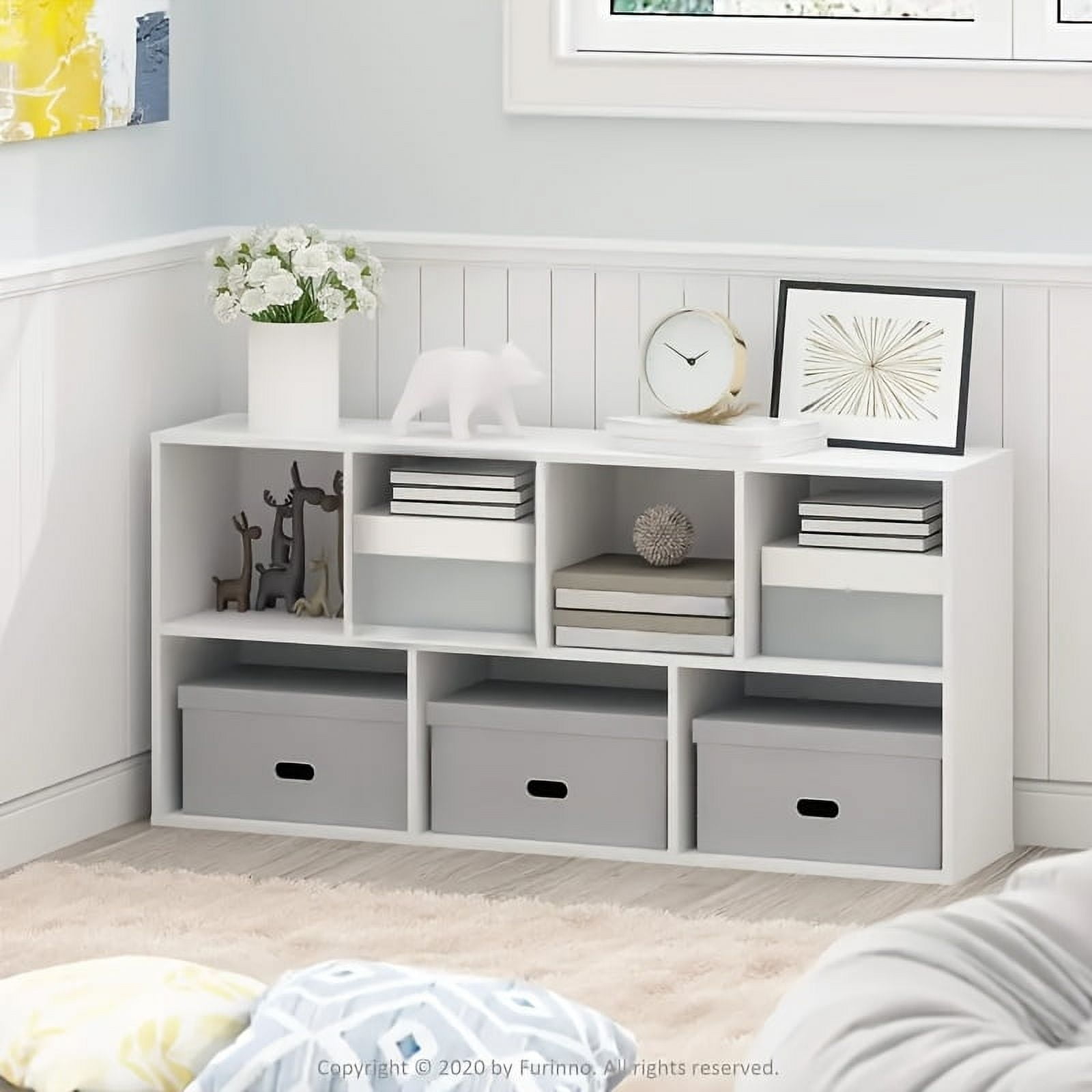 7-Cube Bookcase, Bookshelf, Storage Organizer, Multi-Purpose Shelving ...