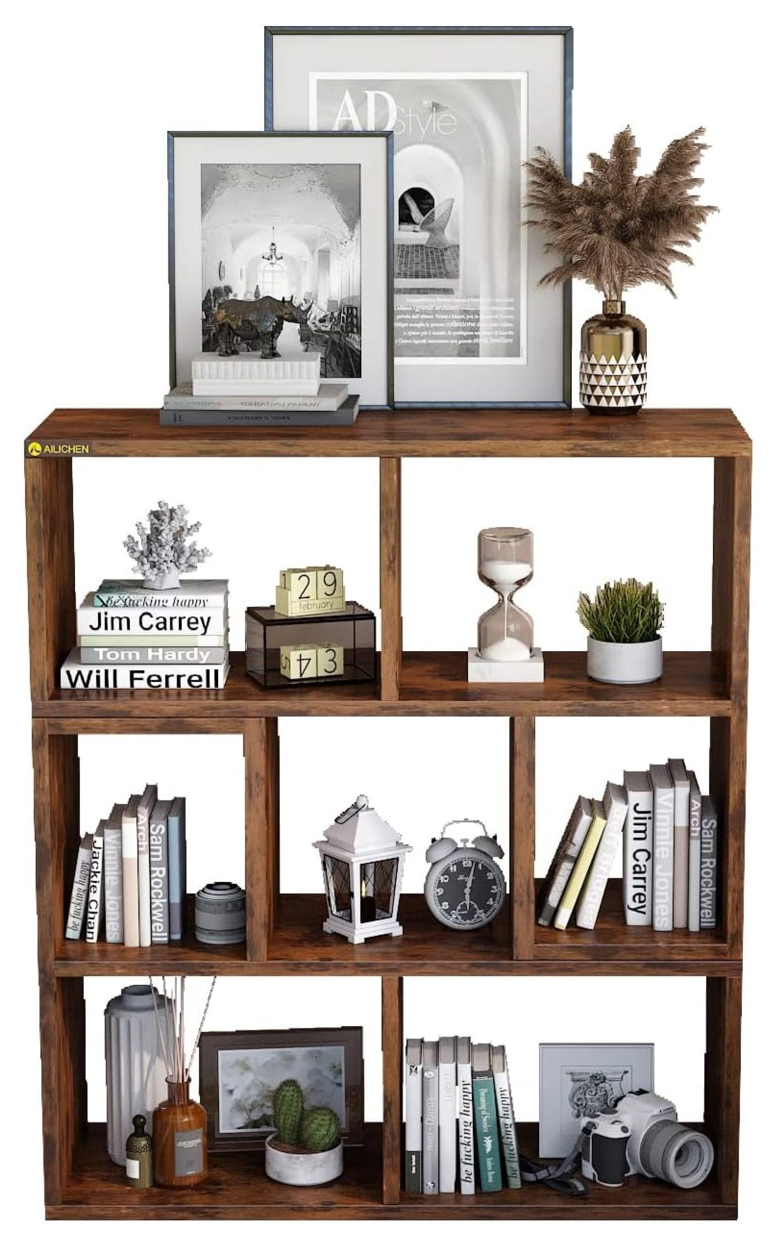 7 Cube Bookshelf 3 Tier Modern Storage Cabinet Low Book Shelf Display ...