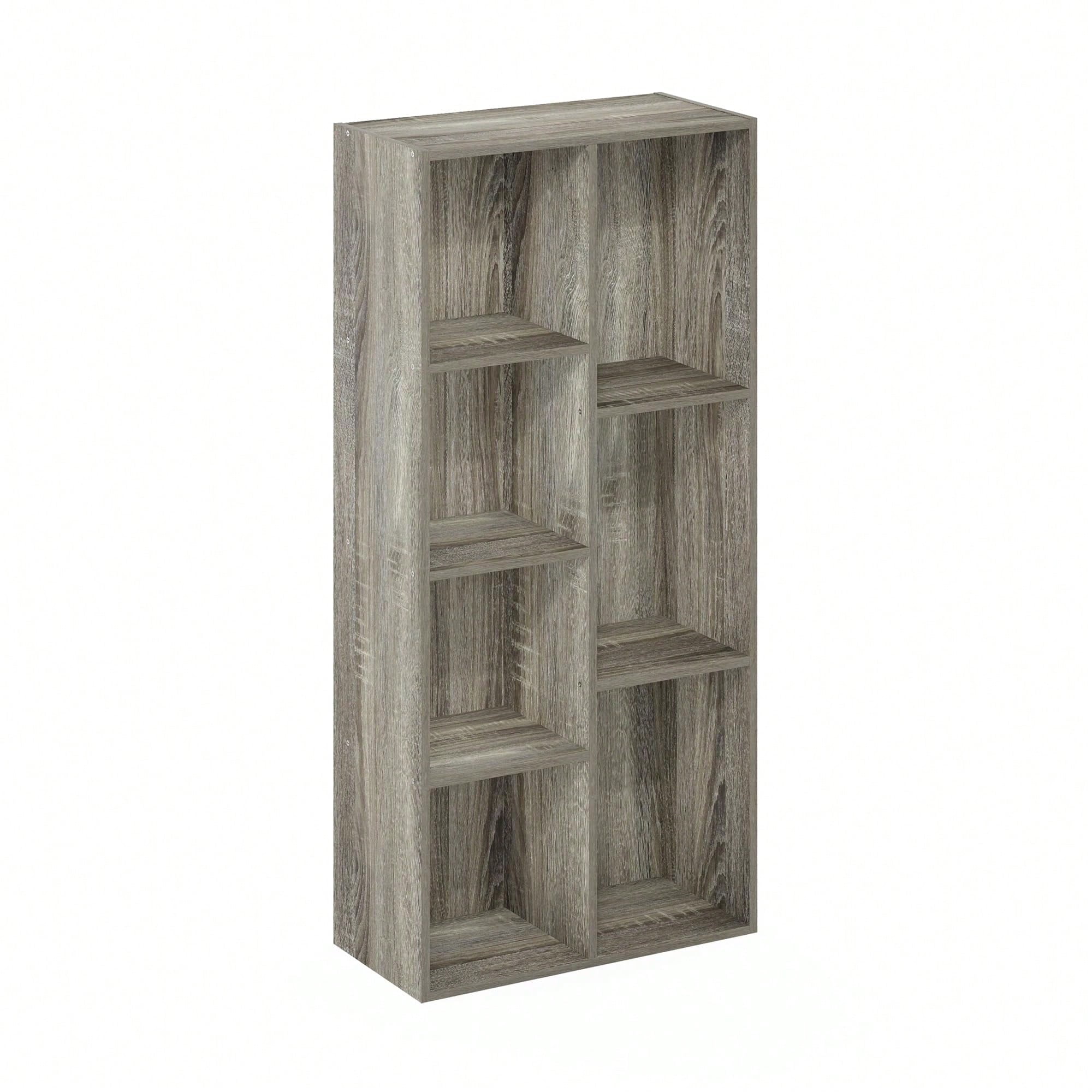 7-Cube Reversible Open Shelf Bookcase, Wood Finish, Versatile Storage ...