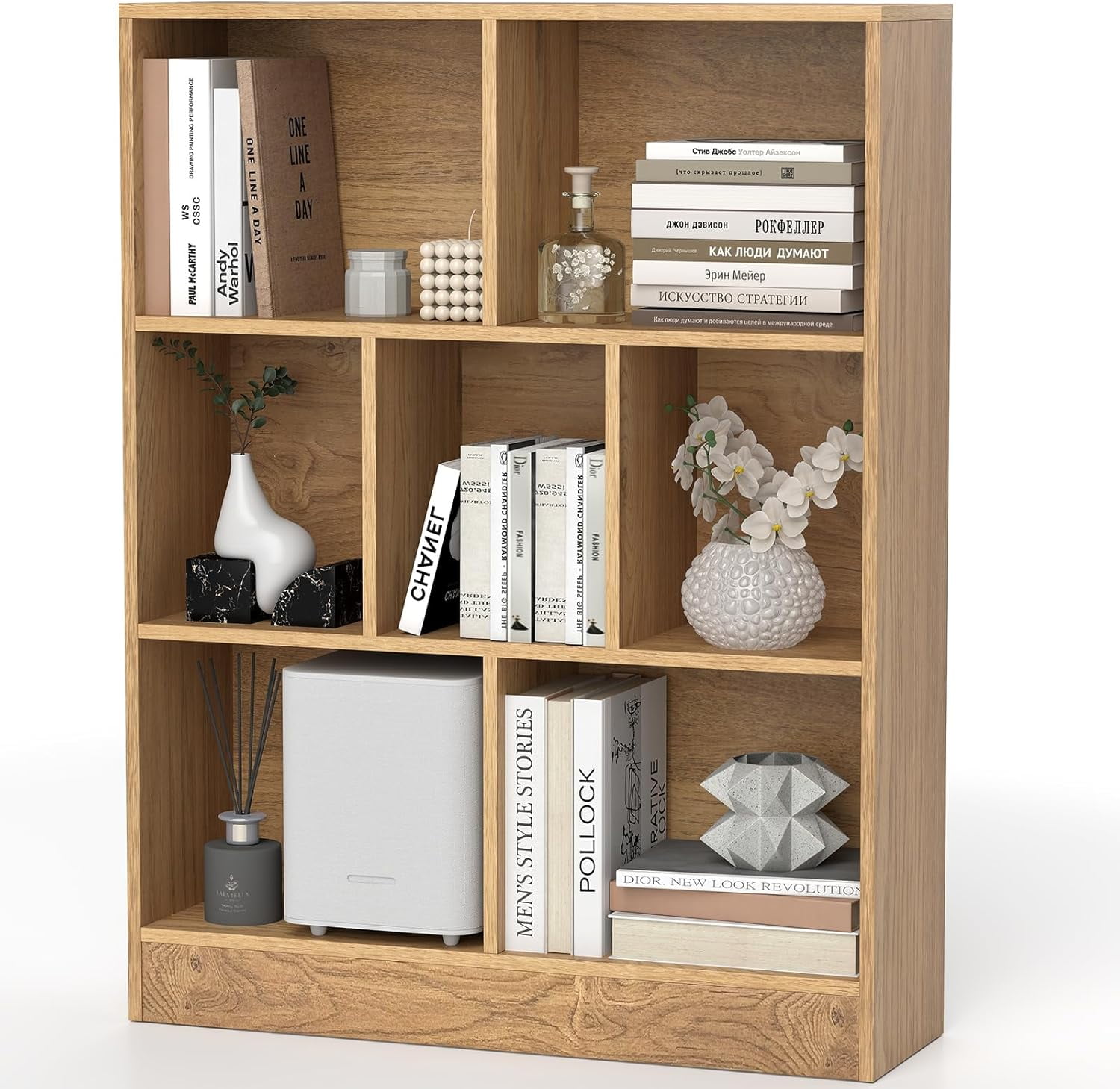 7 Cube Storage Organizer, 4 Tier Open Bookcase, Modern Bookshelves and ...