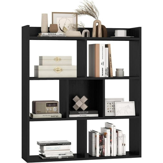 7 Cubes Bookshelf -Standing Wooden Bookcase 4 Tier Home Display Shelf ...