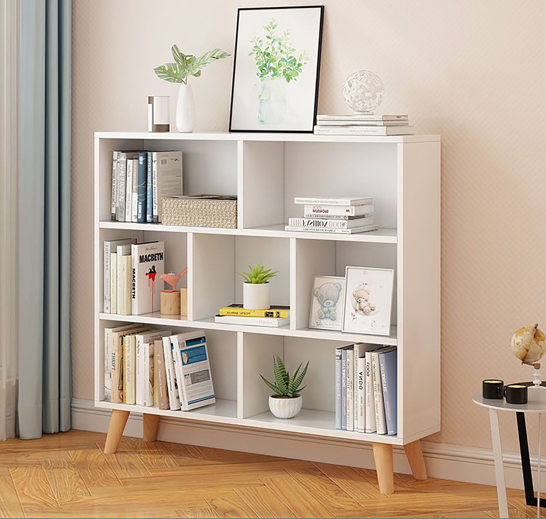YYW 7-Cube Open Shelf Bookcase with Legs,3-Tier Floor Standing ...