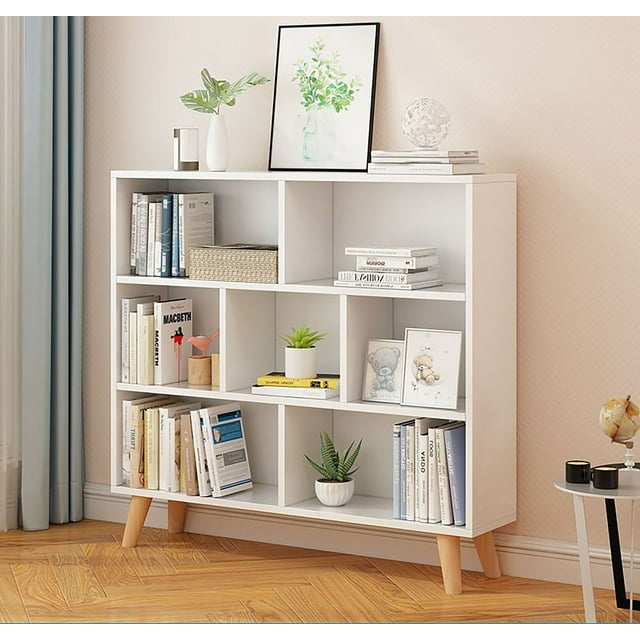 YYW 7-Cube Open Shelf Bookcase with Legs,3-Tier Floor Standing ...