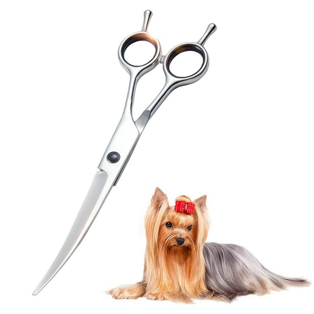 7" Curved Grooming Scissors for Dogs and Cats, 4CR Dog Grooming Upwards ...